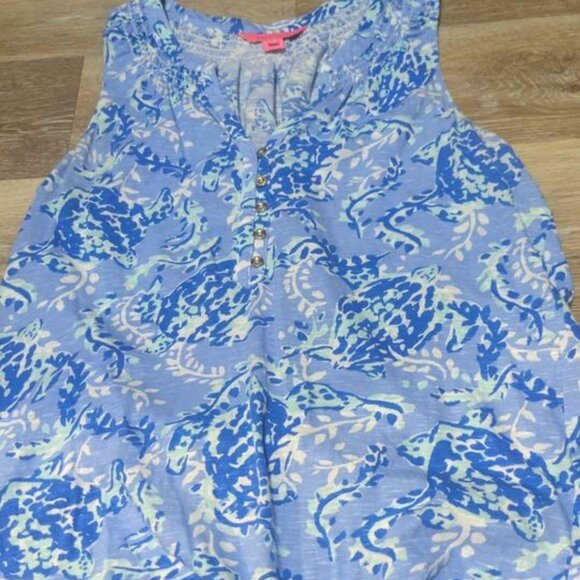 Lilly Pulitzer | Tops | Lilly Pulitzer Essie Top In Blue Peri Turtley Awesome Tank Top Size ...